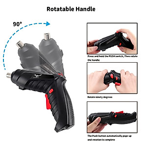 JENABOM 8 in 1 Electric Screwdriver, 3.6V Cordless Drill Screwdriver Rechargeable, 3.5N·m Max Torque Electric Screw Gun with 6 Accessory Kit, Micro USB, Front LED Light, Easy for Small Home Projects