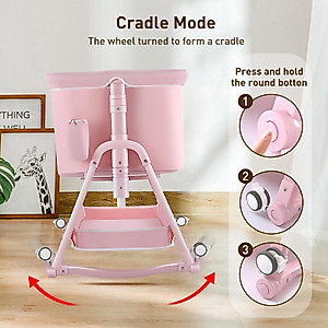 Uuoeebb 4 in 1 Bedside Bassinet for Baby, Portable Baby Bassinet with Wheels, Baby Crib with Changing Station, Mattress Included and Storage, Foldable Travel Bassinet for Baby/Infant/Newborn-Pink