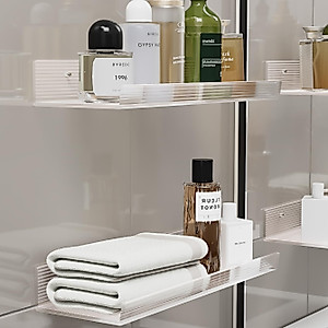 Sooyee 16.5" Clear Acrylic Shelves Wave Texture, Floating Shelves for Wall Storage,Book Display Shelf,Wall Shelves for Bedroom,Bathroom,Living Room, Kitchen,Set of 8