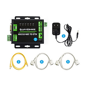 Coolwell Waveshare RS485 to Ethernet Converter Industrial RS232/RS485 to RJ45 Converer Dual Serial Ports Bi-directional Rransparent Data Transmission