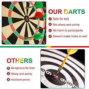 WIn SPORTS Magnetic Dart Board Kids Game,Two Sided Roll Up Dartboard,Indoor Outdoor Game,15 Inch Kids Darts Board,Includes 12 Magnetic Safe Darts,Easily Hangs Anywhere