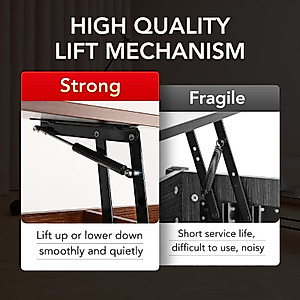 CLATINA Lift Top Coffee Table with Drawers and Hidden Compartment, 43.3'' Retro Center Coffee Table for Living Room, Farmhouse Coffee Table with Wooden Lift Tabletop, Espresso