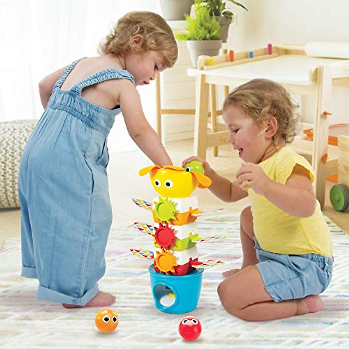 Yookidoo Babies Musical Tumble Ball Stacker Toy. Colorful Sensory Toddlers STEM Enhancing Game. Battery Operated Stacking Tumbling Play. Ages 9 Month Up.