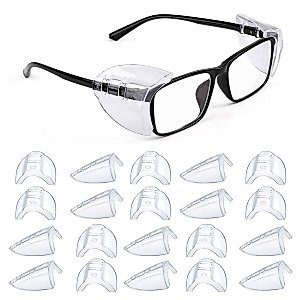 MELASA 12 Pairs Eye Glasses Side Shields, Flexible Slip on Side Shields for Safety Glasses Fits Small to Large Eyeglasses Universal