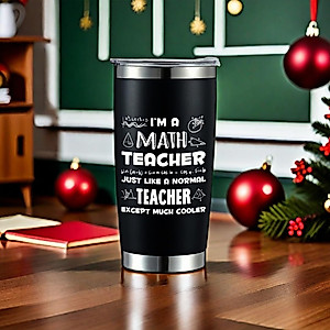Xildew Funny Math Teacher Theme Teacher Appreciation Week Gift for Educator Instructor Christmas Birthday Present for Friend Coworker Stainless Steel Tumbler 20 oz Black