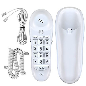 Slimline White Colored Phone for Wall Or Desk with Memory