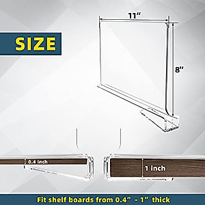 HEIBERWIND 10 Pack Acrylic Shelf Dividers Clear Closets Shelf Divider Shelf Separators for Closets, Cabinets, Bedroom, Kitchen, Office