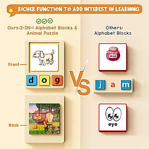 CVC Word Games Spelling Flashcards, Preschool Learning Alphabet Puzzle Activitie,Sight Words Reading Game,Kindergarten Homeschool Supplies,Montessori Educational Toys for 3 4 5 6 Year Old Kids