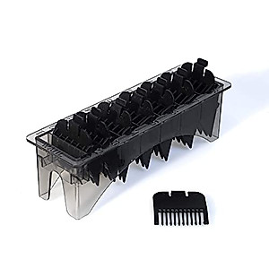 Wahl Professional - Black Taper Attachment Comb Set - 8 Piece Set (1/8" to 1") - Comes in Plastic Comb Caddy for Easy Storage/Organization