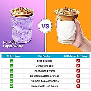 3 Pack Iced Coffee Cup Sleeve for Large Sized Cups, Reusable Neoprene Iced Coffee Cup Holder for Hot Cold Drinks, Compatible with Starbucks, Dunkin Donuts, and More（Purple Marble）