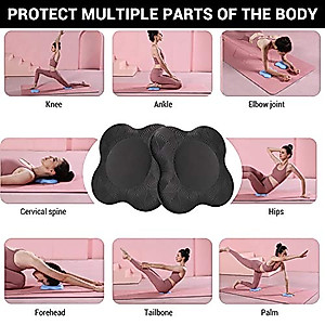TOBWOLF 2PCS Yoga Knee Pad, Soft Foam Yoga Kneeling Mat, Non Slip Yoga Support Pad, Workout Balance Cushion for Protecting Ankle, Knee, Elbow, Wrist - Black