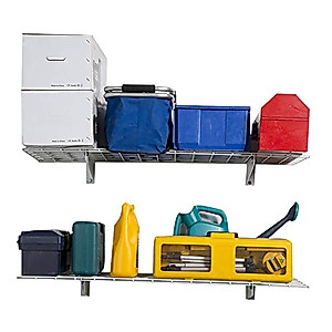 Wallmaster 2-Pack 2x4ft Heavy Duty Garage Wall Shelving 45-inch-by-15-inch Wall Mount Garage Storage Rack Floating Shelves Max Load 400lb White