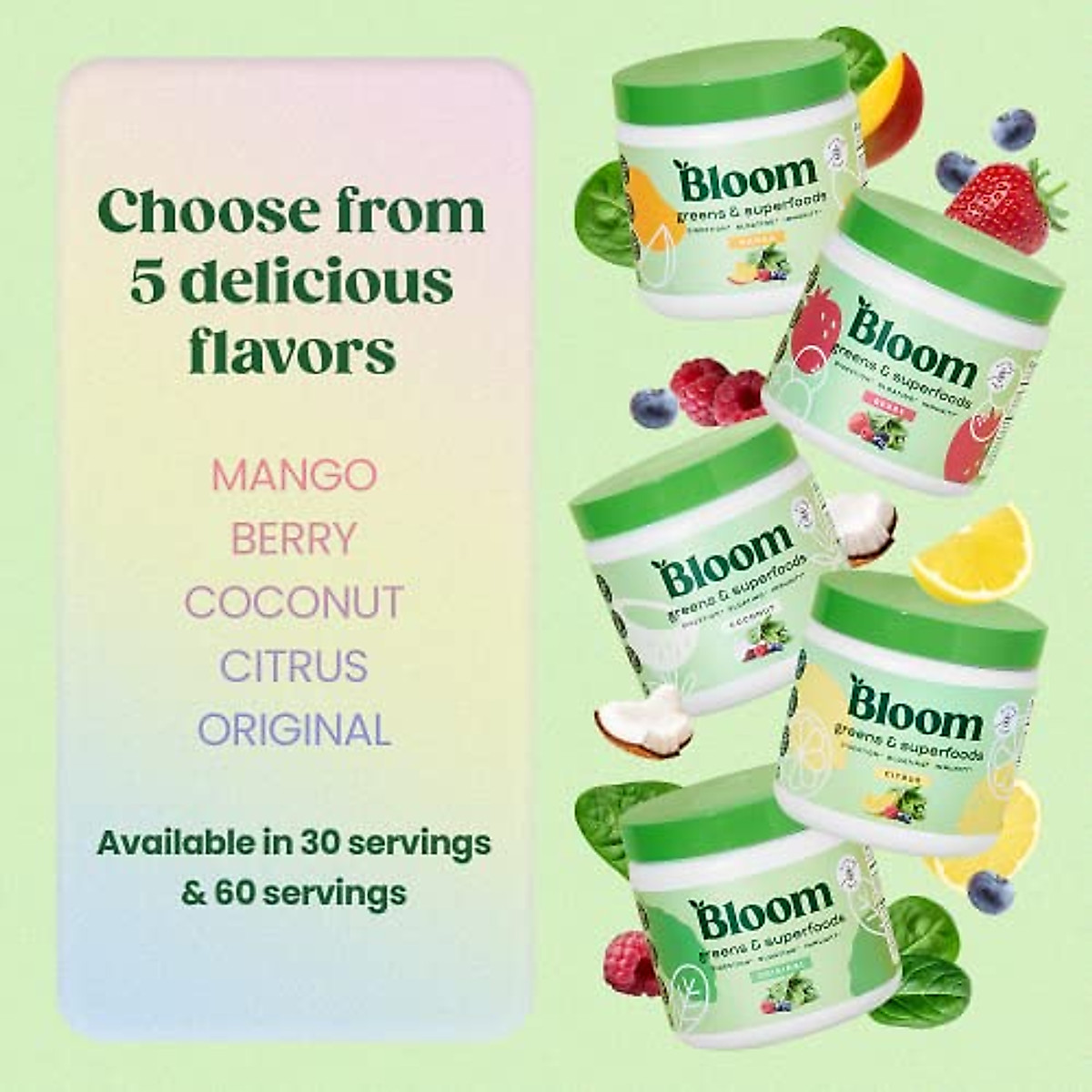 Bloom Nutrition Super Greens Powder Smoothie & Juice Mix - Probiotics for Digestive Health & Bloating Relief for Women, Digestive Enzymes with Superfood Spirulina & Chlorella for Gut Health (Original)