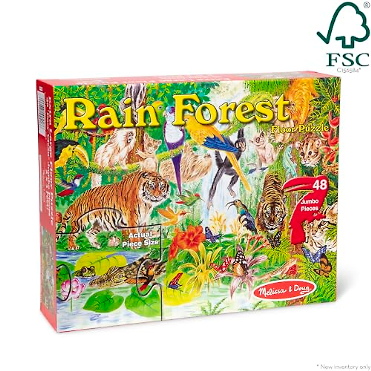 Melissa & Doug Rainforest Floor Puzzle (48 pcs, 2 x 3 feet) - FSC Certified
