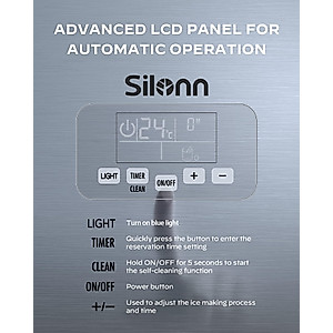 Silonn Commercial Ice Maker, Creates 150lbs in 24H, 33lbs Ice Storage Capacity, Stainless Steel Freestanding Ice Maker Machine with Auto Self-Cleaning for Home Office Bar Parties (SLIM12T)